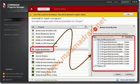 Comodo Programs Manager Cleans Uninstall leftovers