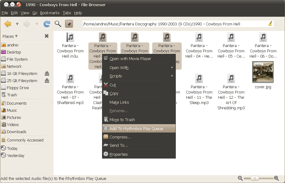 'Add To Rhythmbox Play Queue' Nautilus Plugin [Linux w/ Gnome] ~ Web Upd8: Ubuntu / Linux blog
