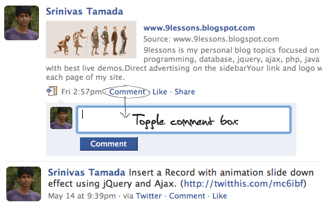 Facebook like multi Toggle Comment Box with jQuery and PHP.