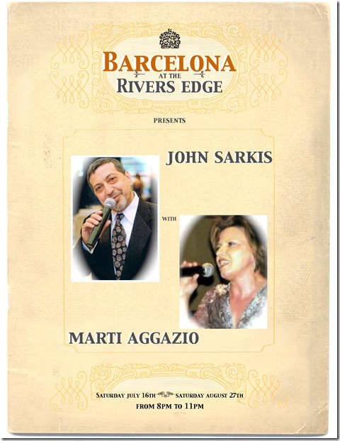 John Sarkis and Marti Aggazio Perform this Saturday! ~ Barcelona at ...
