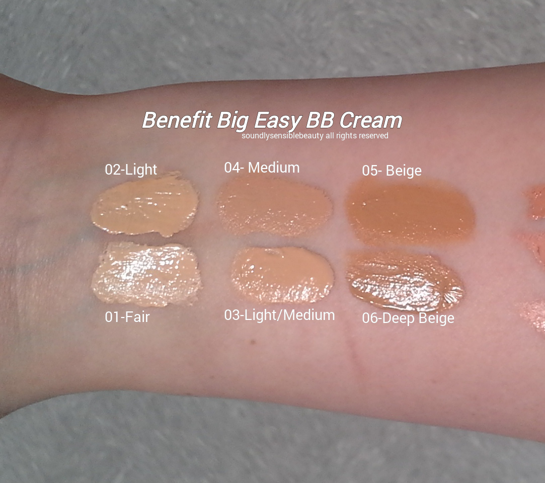 Benefit Big Easy BB Cream SPF 35; Review & Swatches of Shades