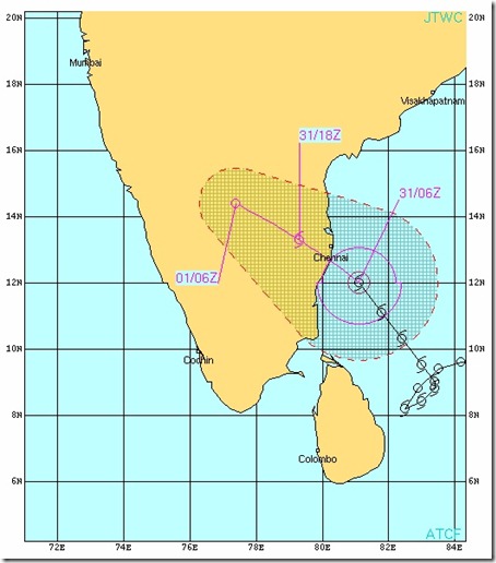 Tropical Cyclone 02B ‘NILAM’ approaching Chennai