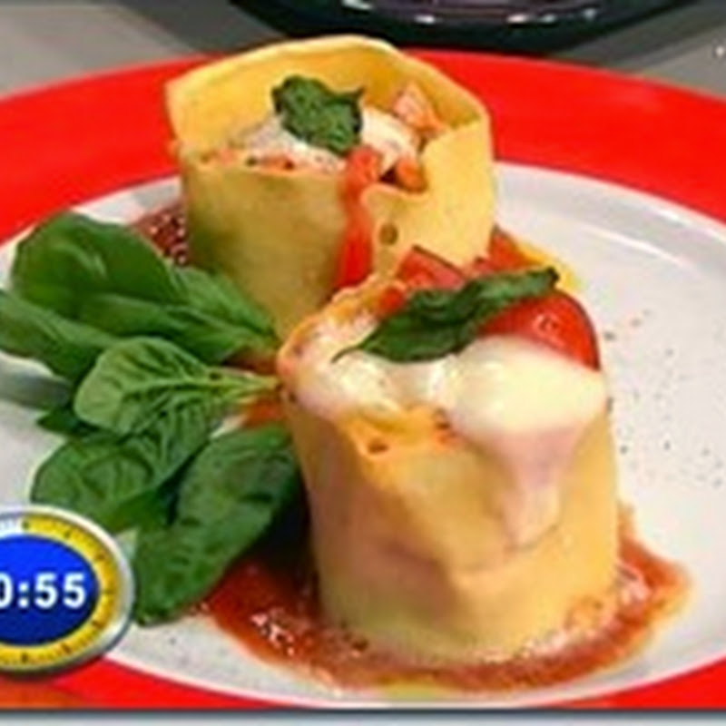 Nidi di pasta con spigola, pomodori e mozzarella