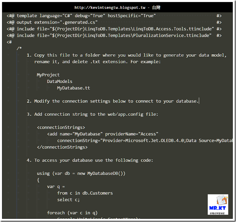 Mrkt 的程式學習筆記 Linq 與 Access Asp Mvc 專案使用 Linq To Access 的 Linqtodb Templates