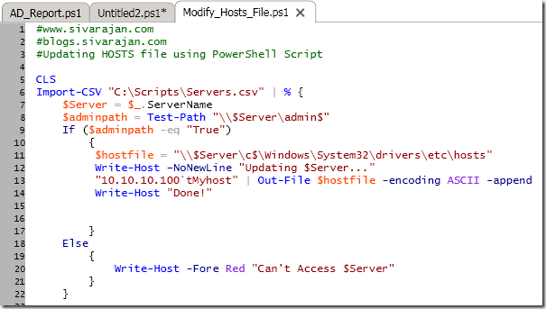 Modify Hosts File Remotelypowershell Script ~ Santhosh Sivarajans Blog
