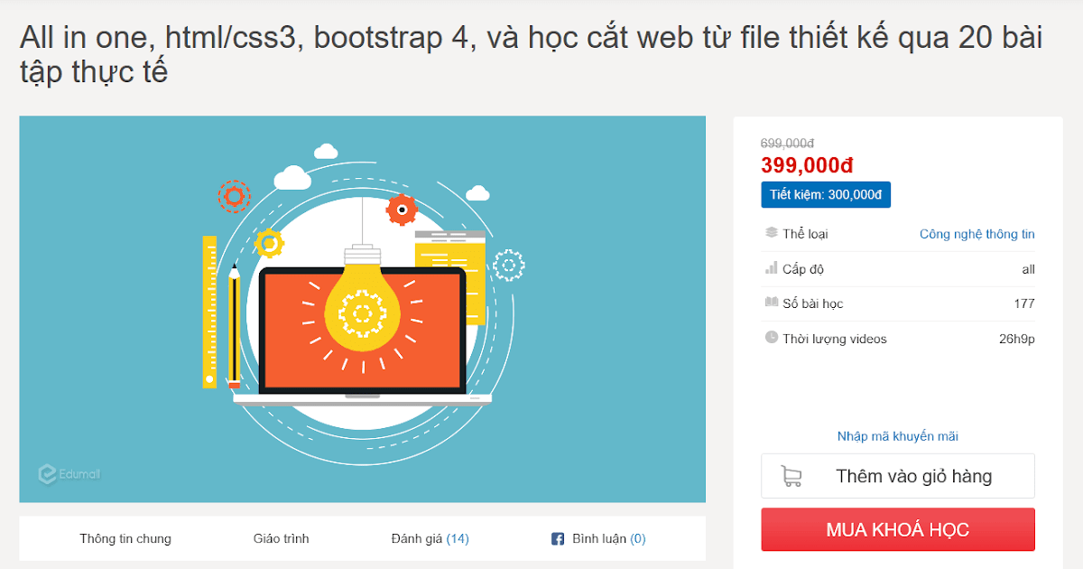 Chia sẻ khóa học html/css3, bootstrap 4, và học cắt web từ file thiết kế