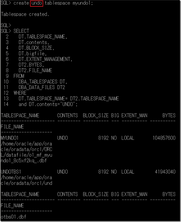 TABLESPACE(3) : Undo tablespace | SQL Panda