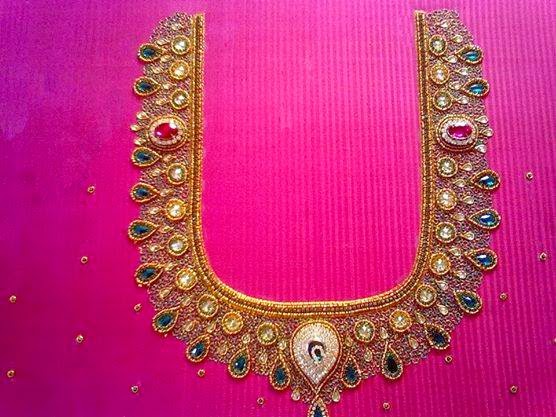 Designer Blouse Images: Kundan Work