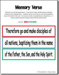 Memory Verse Helps-Matthew 28:19