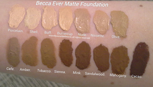 Becca Ever Matte Foundation; Review & Swatches of Shades