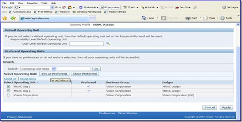 Oracle Applications Defining Moac Multi Org Access Control In R12 Published By Oracle Corp