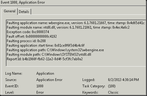 Application error event id 1000 - sapjecherry