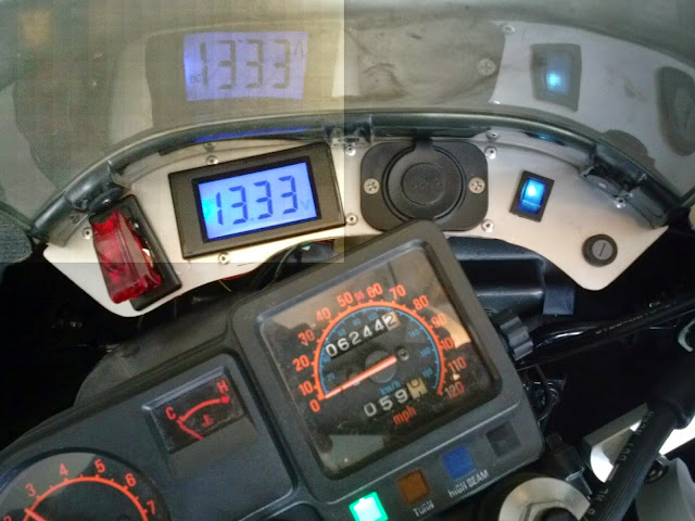 Geoff's KLR650 project: Installed dash panel and wiring