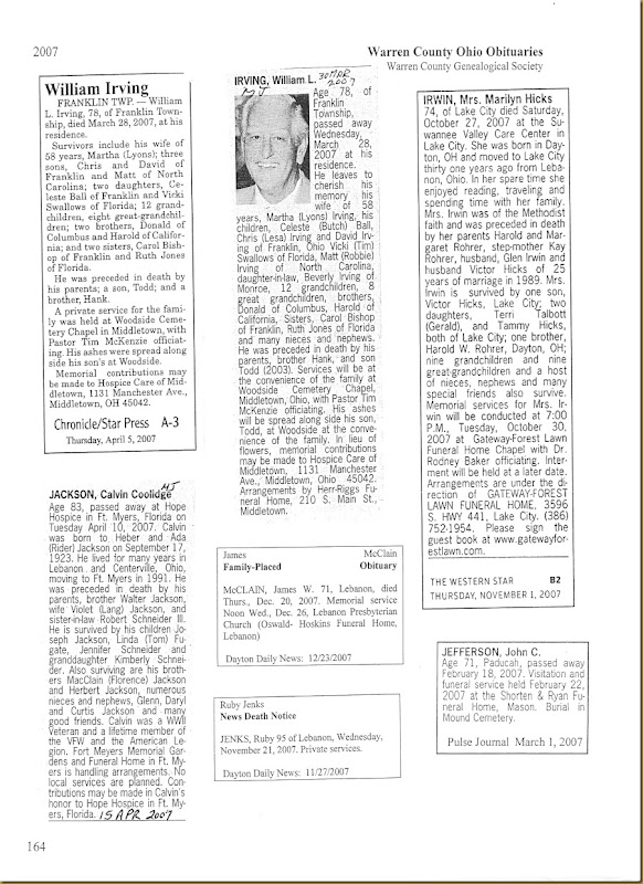 James Irwin Ancestors and Descendants: Marilyn (Rohrer Hicks) Irwin ...