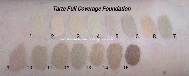 Tarte Full Coverage Foundation SPF 15; Review & Swatches of Shades