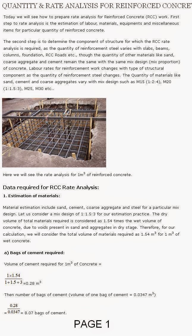 Civil Engineering: Quantity & Rate Analysis of RCC.