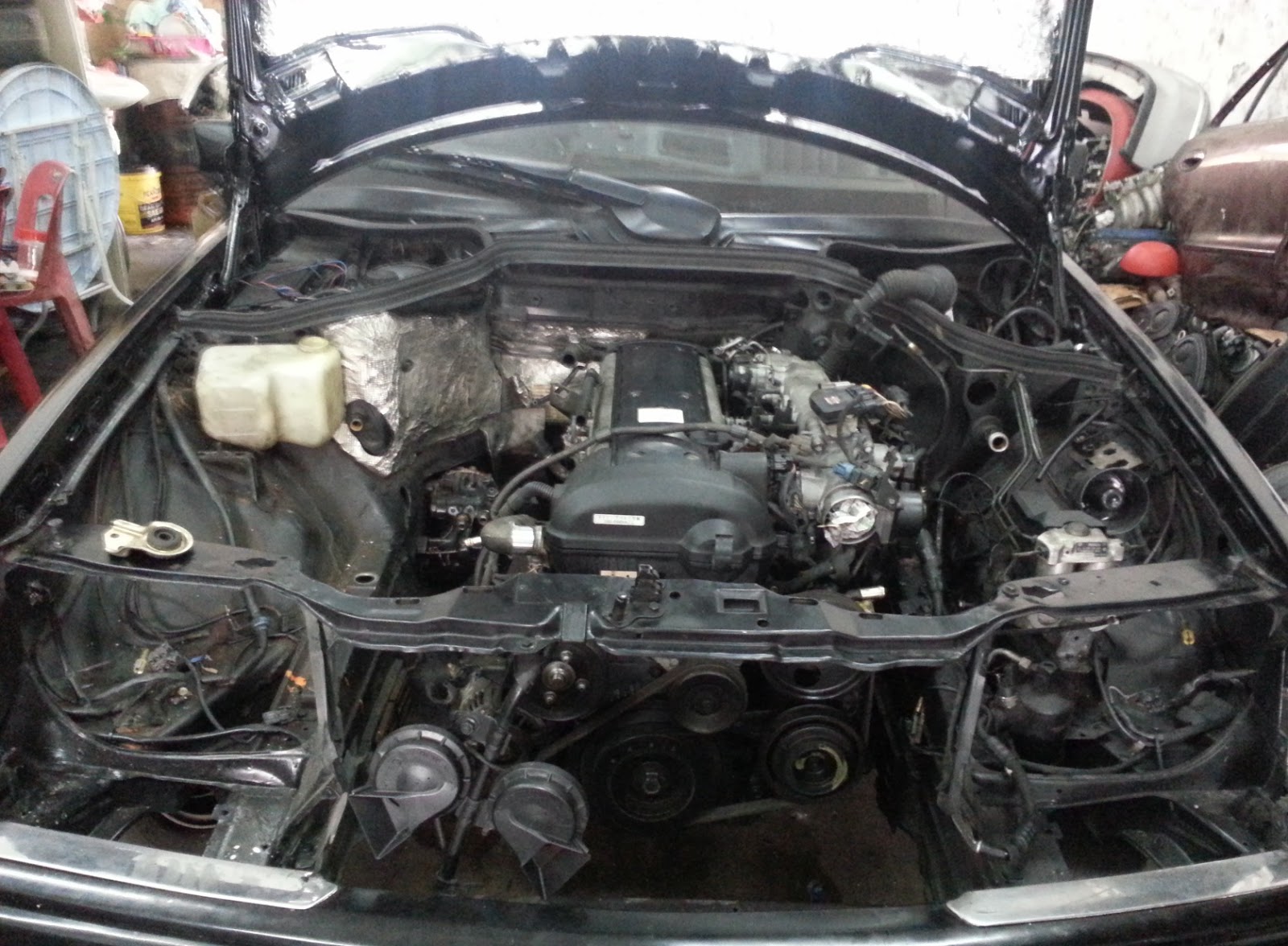 1JZ GTE VVTI - W124: 1JZ GTE engine mount measuring.