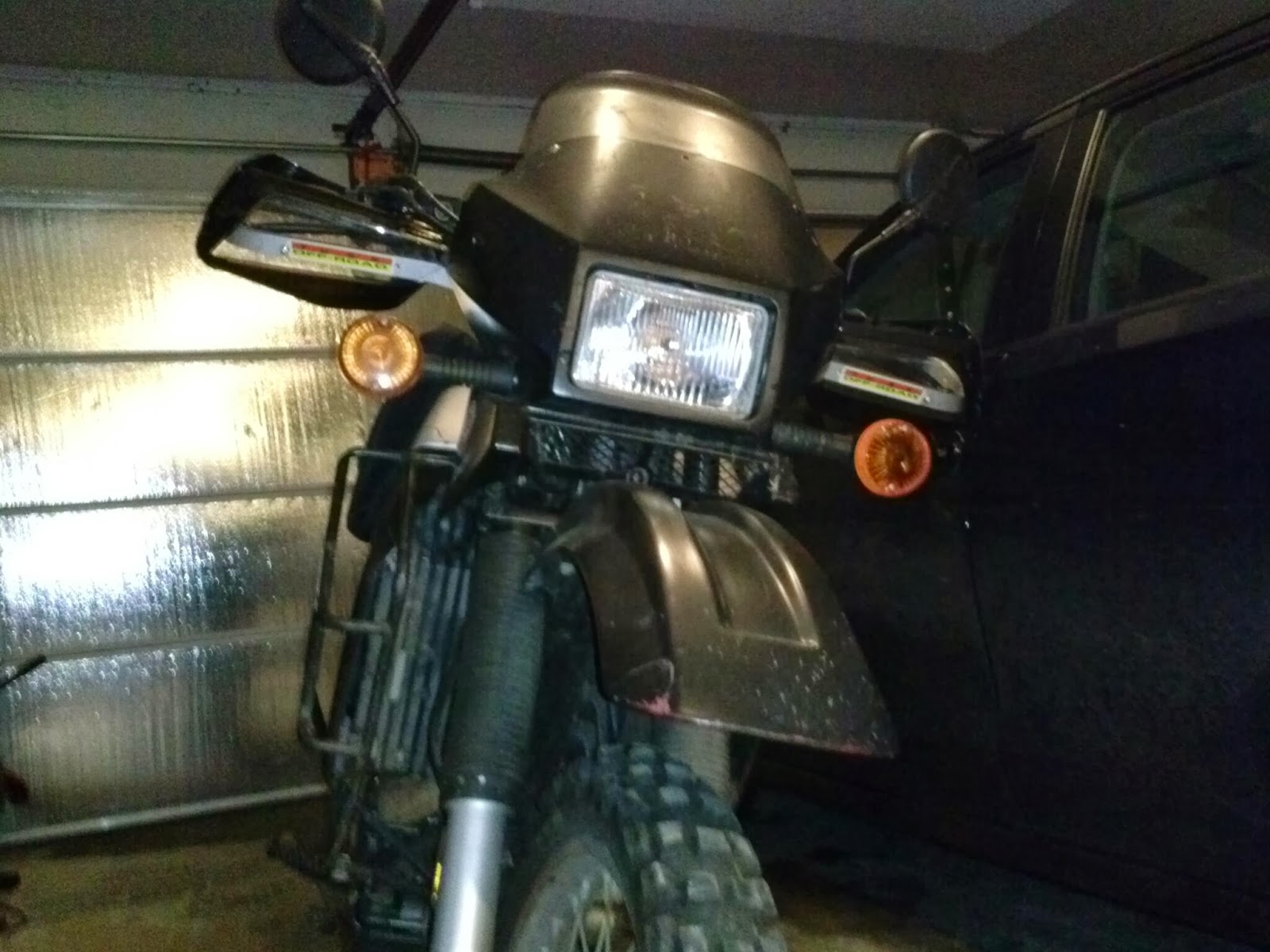 Geoff's KLR650 project: Installed 'custom' bark busters