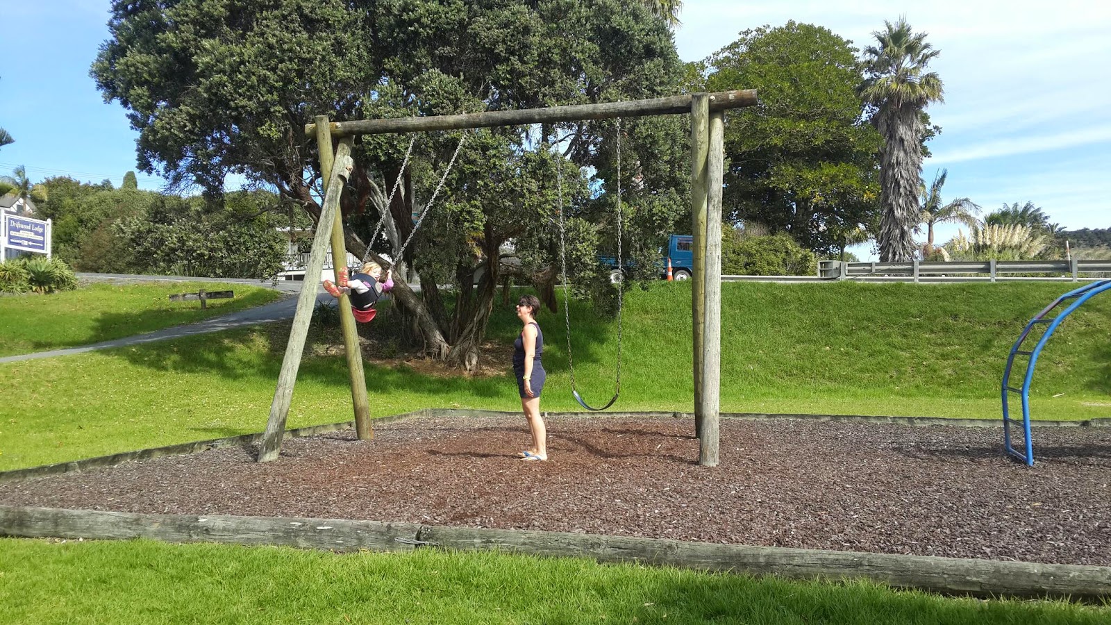 Have twins will travel: Cable Bay