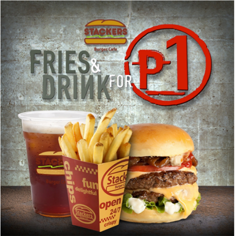Get Crispy Fries & Drink for only Php1 at Stackers Burger Cafe - EDnything
