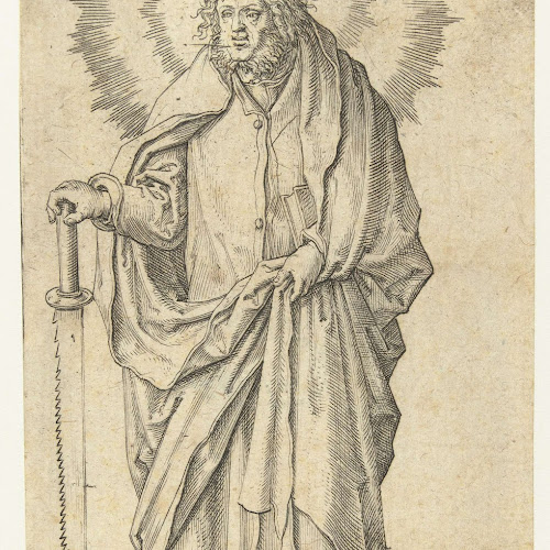 De apostel Simon, Lucas van Leyden, 1508 - 1512 - Rijksmuseum