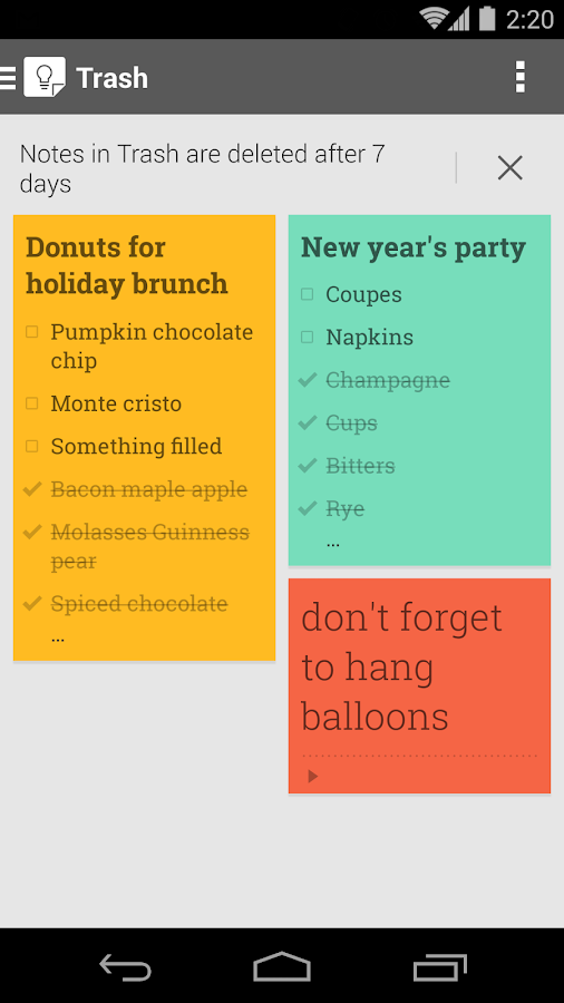 Google Keep - notes and lists - screenshot