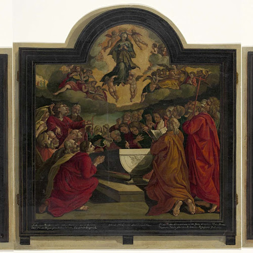 Drieluik met de Hemelvaart van Maria, Paulus Constantijn la Fargue, after Anthonie Blocklandt ...