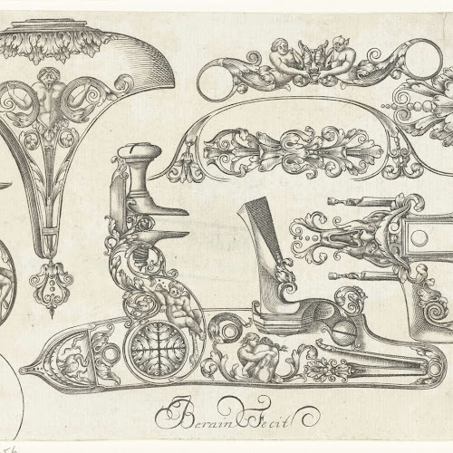 Ontwerpen voor onderdelen van musket of haakbus, Jean Berain (le Vieux ...