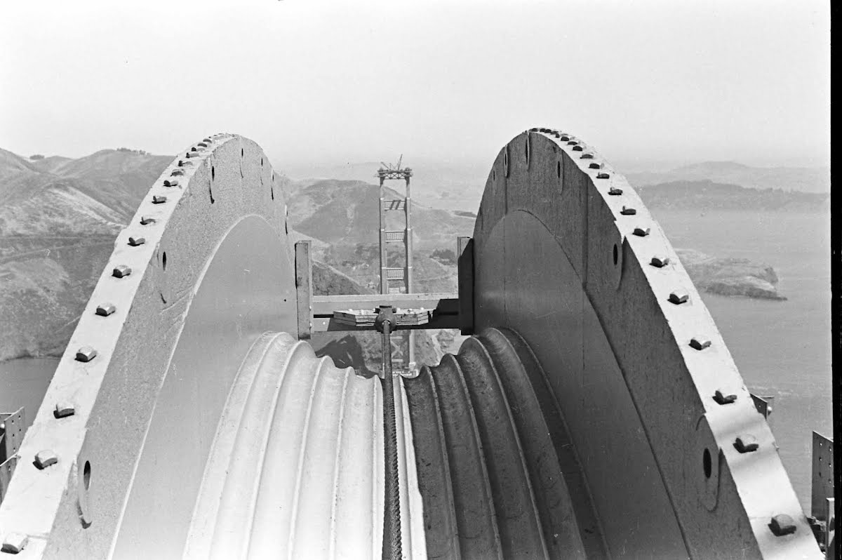 Golden Gate Bridge Control Cables And Views Up Tower - Unknown ...
