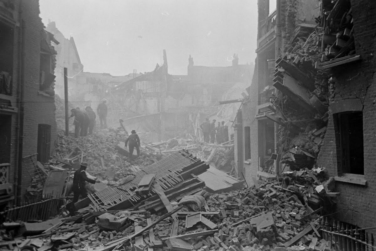 London Blitz Damage: Rescue From Flats. - Hans Wild — Google Arts & Culture