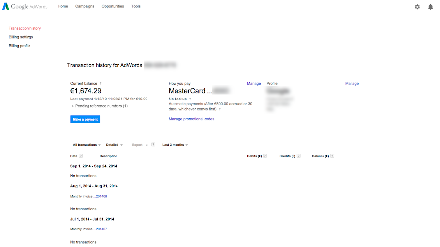 Get an invoice or payment receipt - AdWords Help