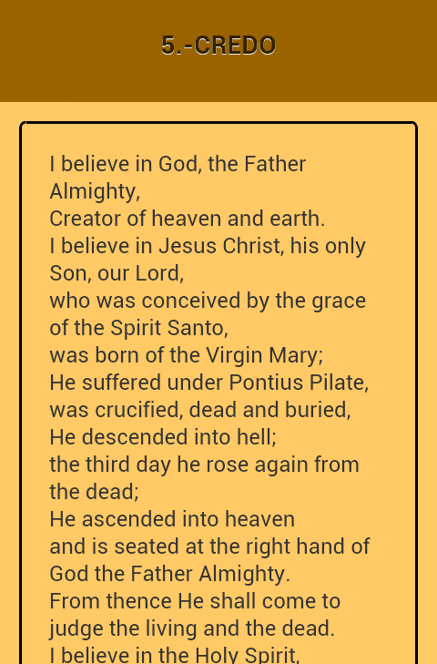 El Credo Catolico En Ingles El Credo Catolico El Credo Oraciones
