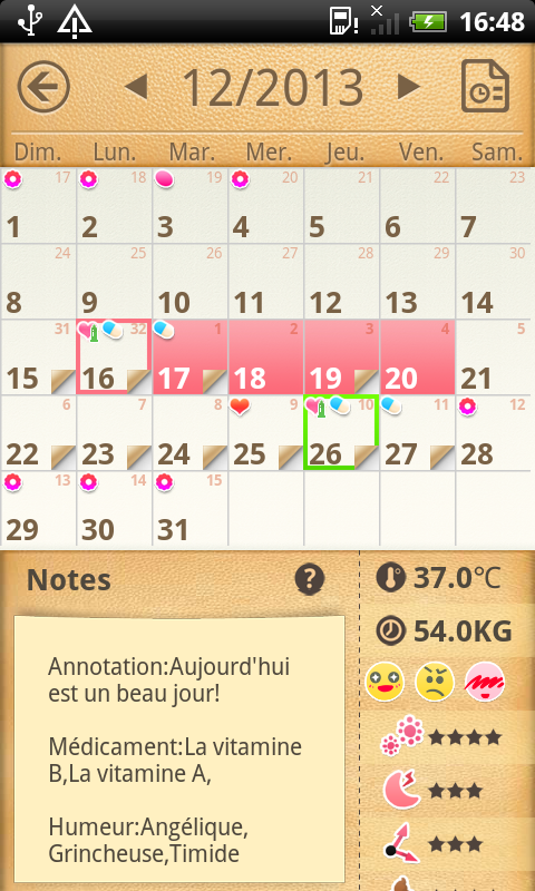 Calendrier Période - screenshot