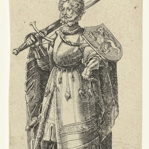 Portret van Floris V, graaf van Holland en Zeeland, Adriaen Matham ...