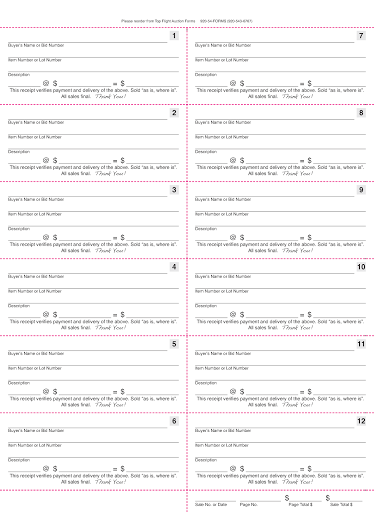 Auction Forms: 3 Part Clerking Tickets