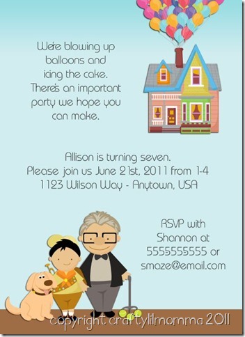 craftylilmomma the official blog: Disney Pixar’s UP inspired invitation