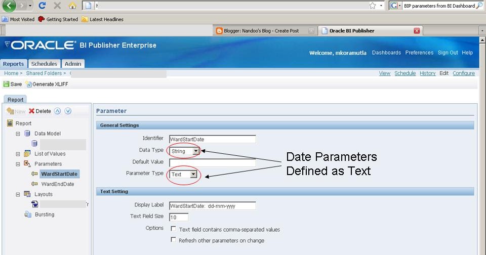 Oracle Concepts For You Passing Parameters From Obiee Dashboards To Bi Publisher Report
