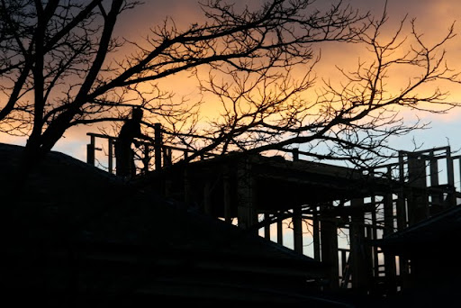 Working on the Roof Terrace at Dawn | 118 Dover Renovation