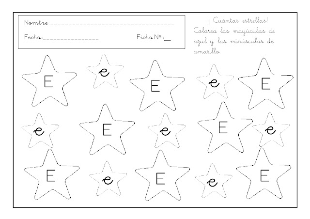 LETRA E: FICHAS DE CALIGRAFIA PARA IMPRIMIR DE LETRA E
