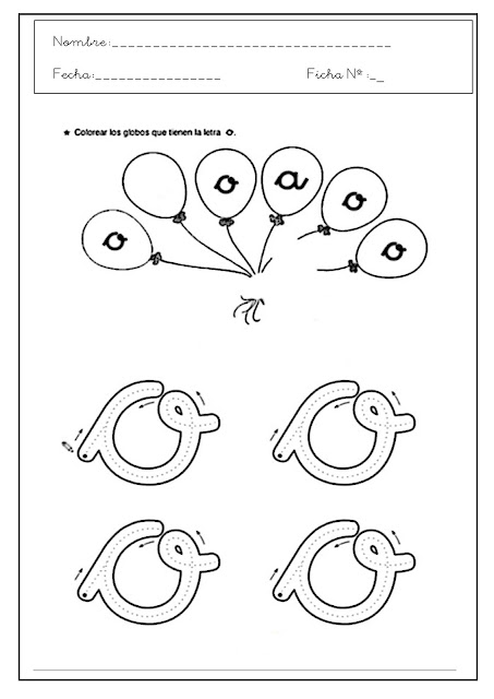 APRENDE A ESCRIBIR LA LETRA O. CALIGRAFIA INFANTIL