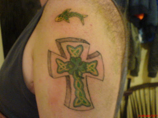 Celtic sleeve arm fish cross tattoo ~ Arm Tattoo
