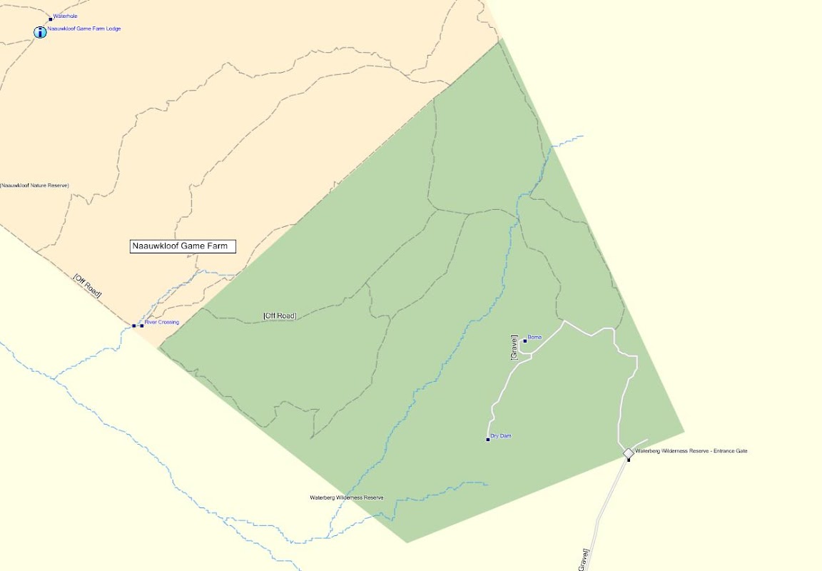 Waterberg wilderness reserve map