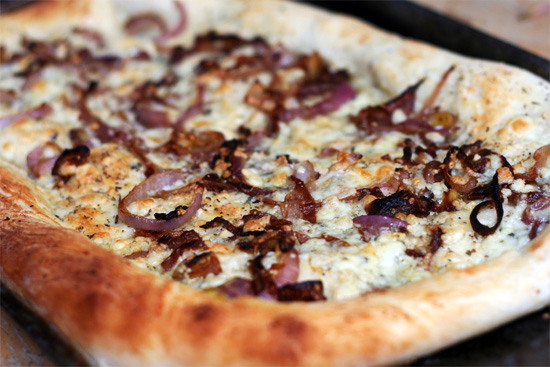 ZOE: Red Onion and Bleu Cheese Pizza