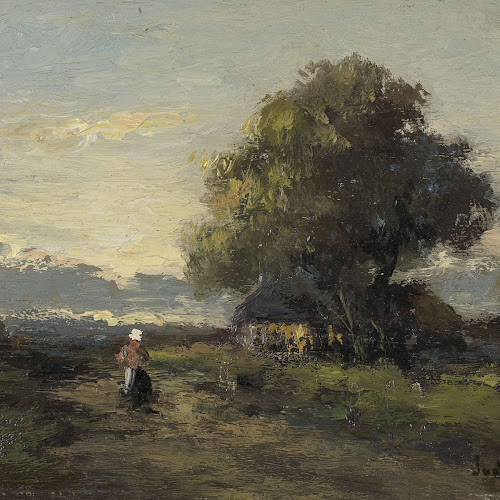 Landschap met boerderijen, Jan van der Linde, 1874 - 1945 - Rijksmuseum