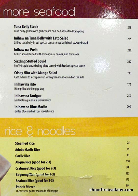 Dinner at Freska Ilonggo Seafood and Inasal – Shoot First Eat Later