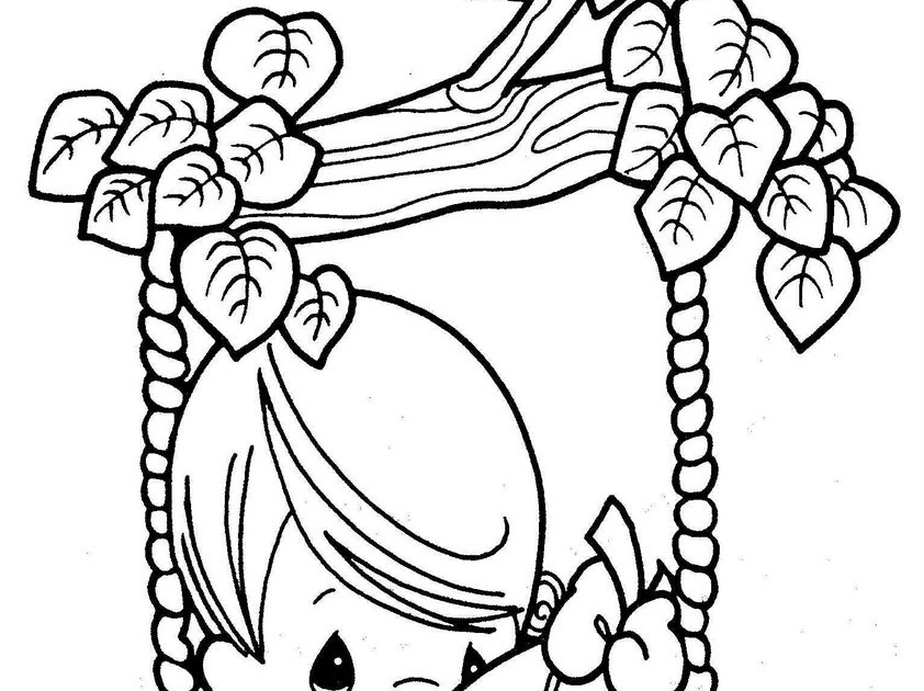 Pinto Dibujos: Niños en columpio precious moments para colorear