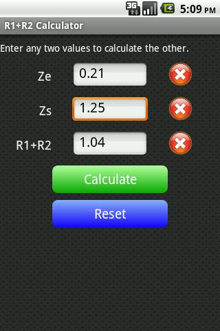 R1+R2 Zs Calculator - Android Apps on Google Play