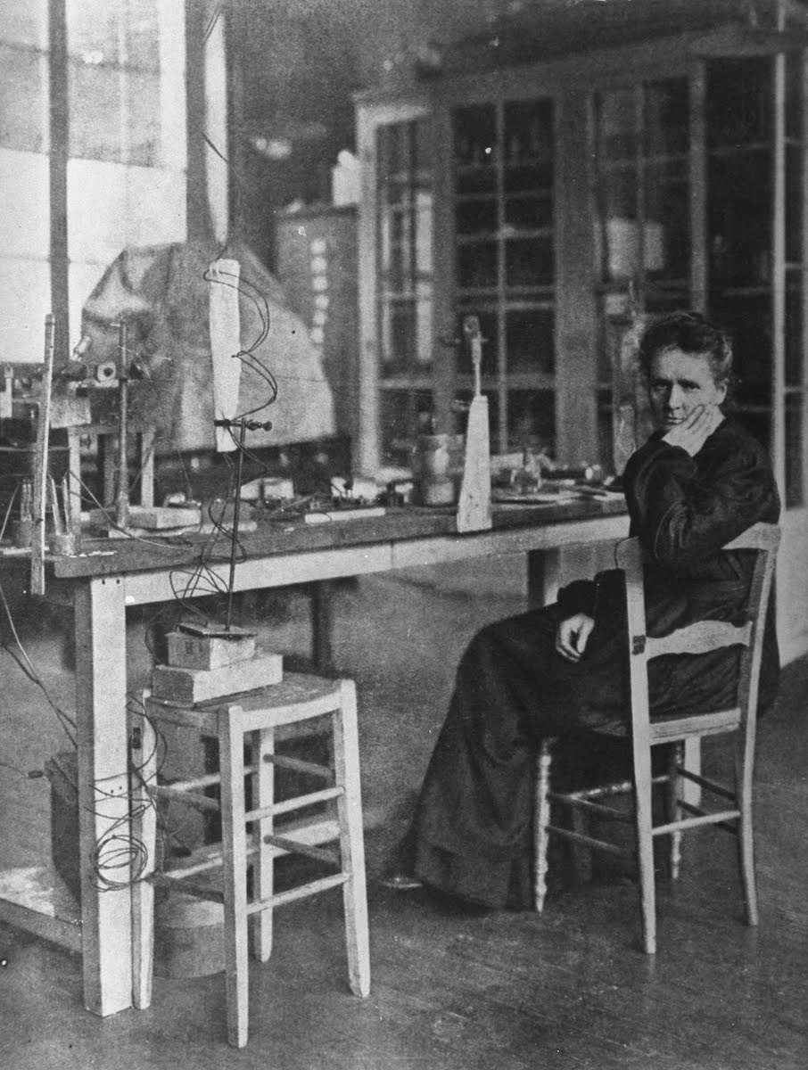 Chemist Marie Curie (1867-1934) in her laboratory. — Google Arts & Culture