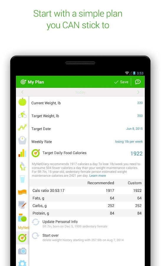 Calorie Counter Pro MyNetDiary - Aplicaciones de Android en Google Play