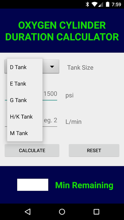 Oxygen Duration Calculator Android Apps On Google Play